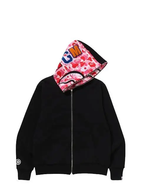 BAPE Abc Camo Reversible Shark Full Zip Hoodie - Pink/black