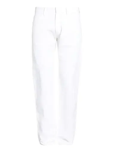 Giorgio Armani Straight Leg Cotton-linen Pants - White