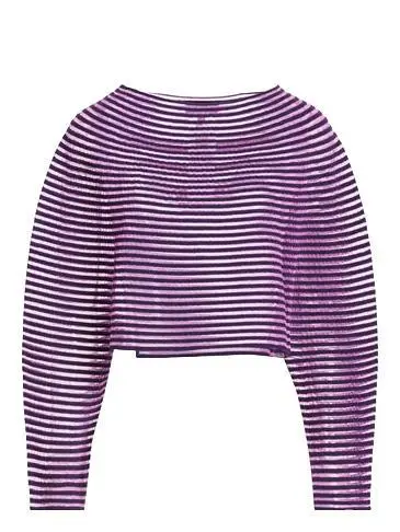 Emporio Armani Striped Cropped Sweater - Purple
