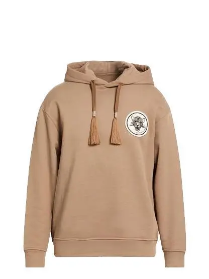 Emporio Armani Cotton Fleece Embroidered Hoodie - Beige