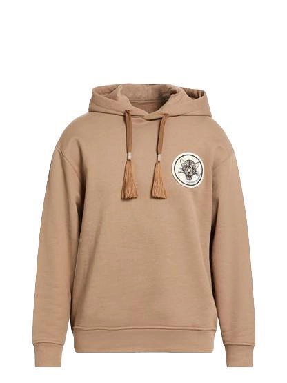 Emporio Armani Cotton Fleece Embroidered Hoodie - Camel
