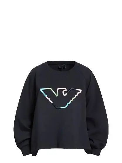 Emporio Armani Cotton-blend Jersey Sweatshirt With Appliqués - Blue