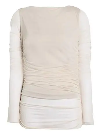 Emporio Armani Crepe And Jersey Top - Beige