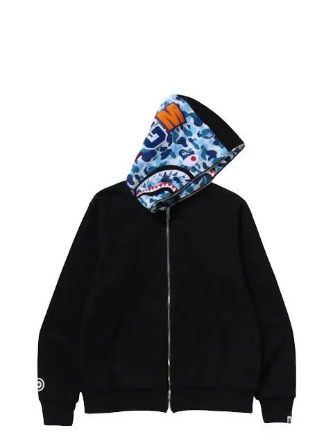 BAPE Abc Camo Reversible Shark Full Zip Hoodie - Blue/black