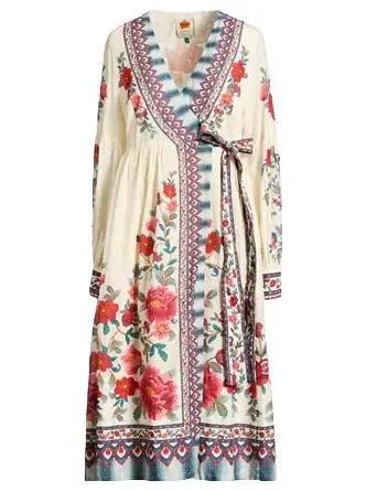 Farm Rio Floral-print Midi Wrap Dress - White