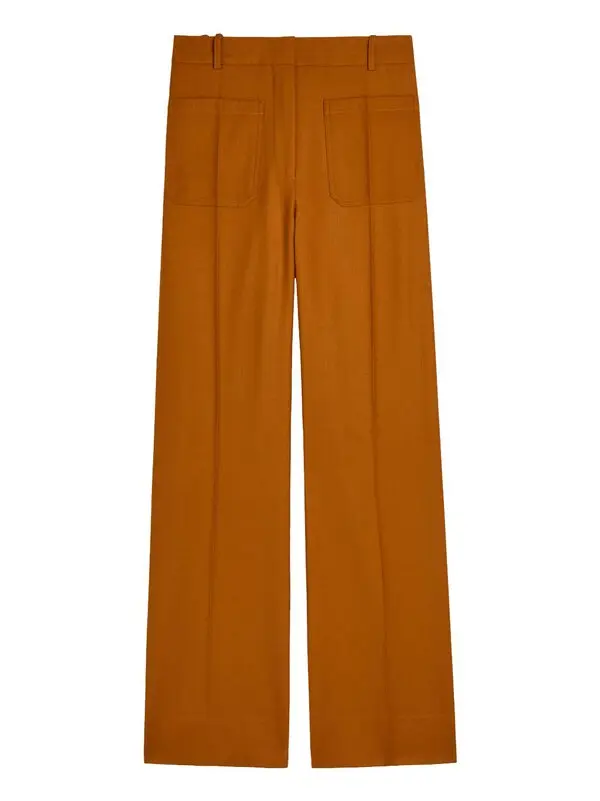 Victoria Beckham Alina Flared-leg Twill Trousers - Bronze