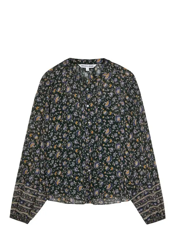 Veronica Beard Floral-print Silk Blouse - Dark Green