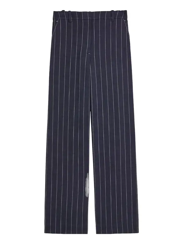 Simkhai Tavar Pinstripe Straight-leg Canvas Trousers - Navy