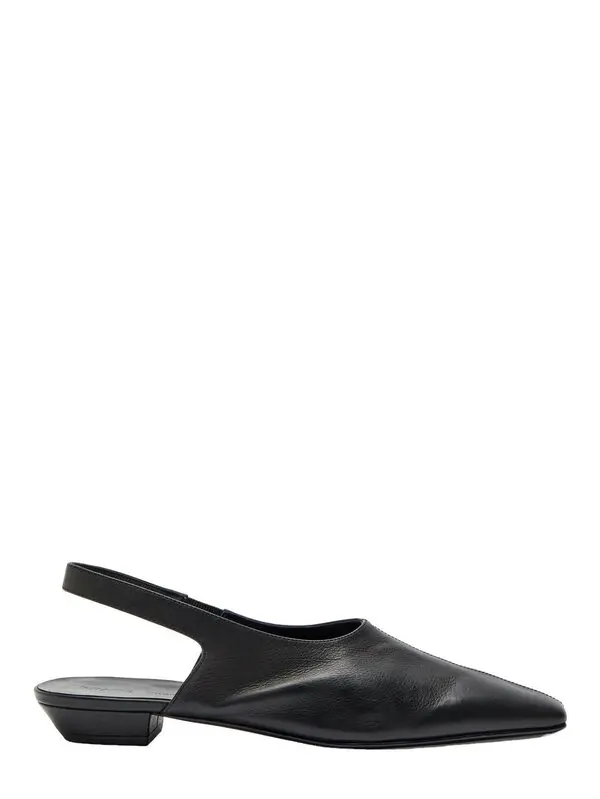 Khaite Cecilia Grained Leather Slingback Flats - Black