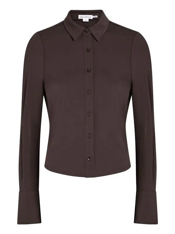 Good American Matte Stretch-jersey Top - Dark Brown