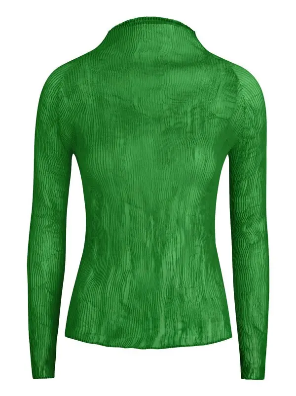 Issey Miyake Pleated Chiffon Top - Green