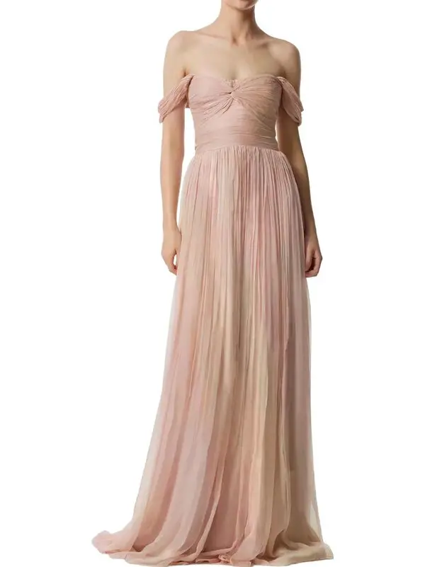 FRAMBOISE Roselyn Off-the-shoulder Silk Maxi Dress - Pink