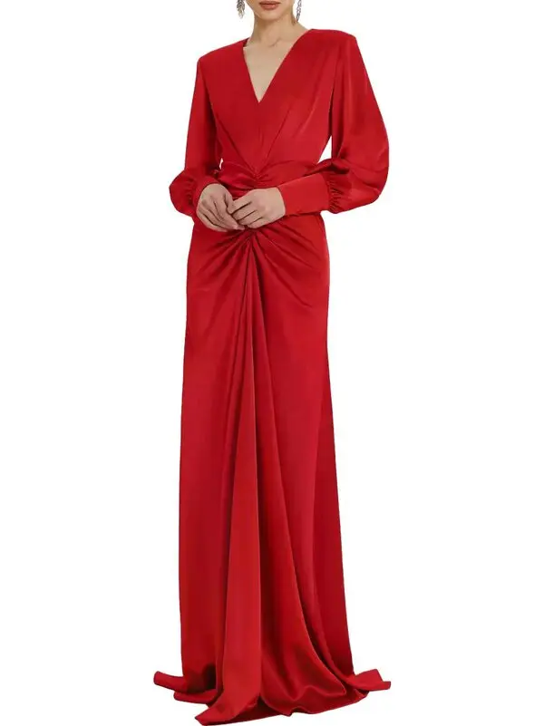 FRAMBOISE Vianna V-neck Maxi Dress - Red