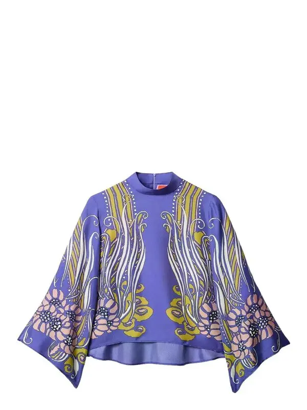 La DoubleJ Patterned Mock-neck Top - Purple