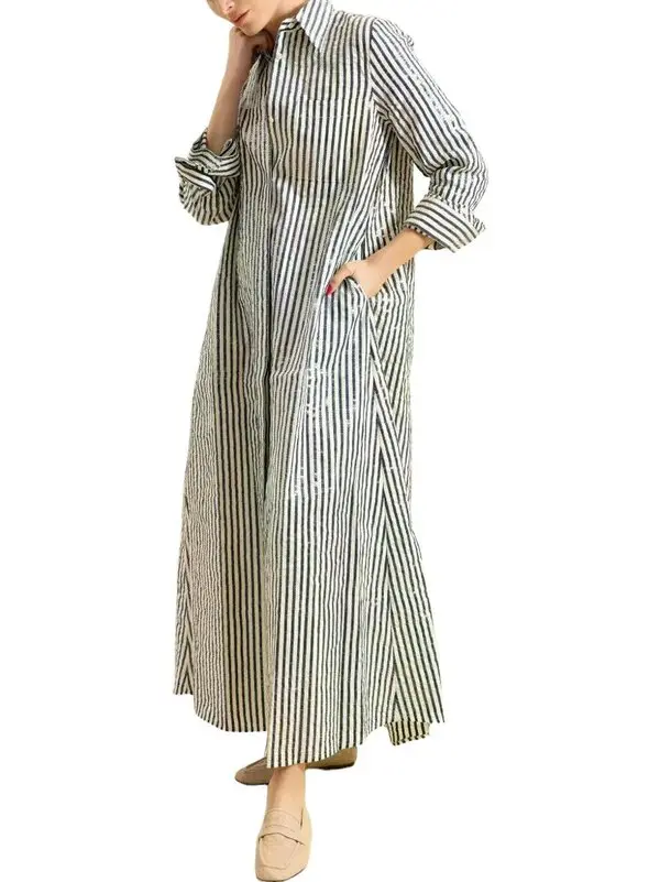 TWP Jennys Striped Shirt Dress - White