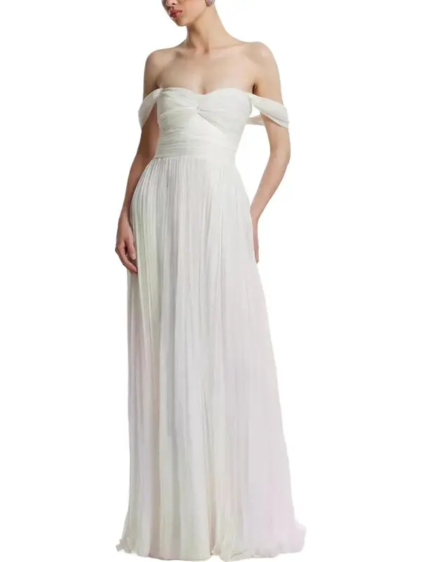 FRAMBOISE Pleated Strapless Maxi Dress - White