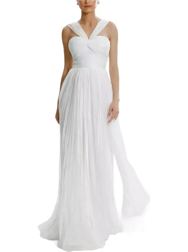 FRAMBOISE Porter Pleated Silk Maxi Dress - White