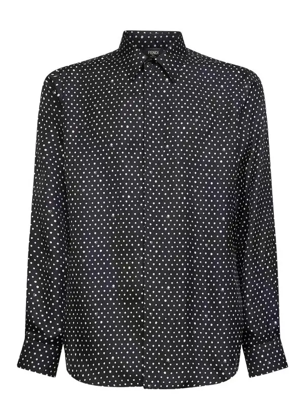 Fendi Button Dots Print Shirt - Black
