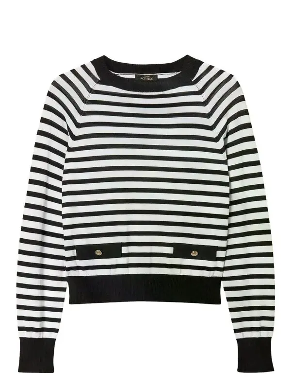 TWINSET Striped Crew-neck Sweater - White