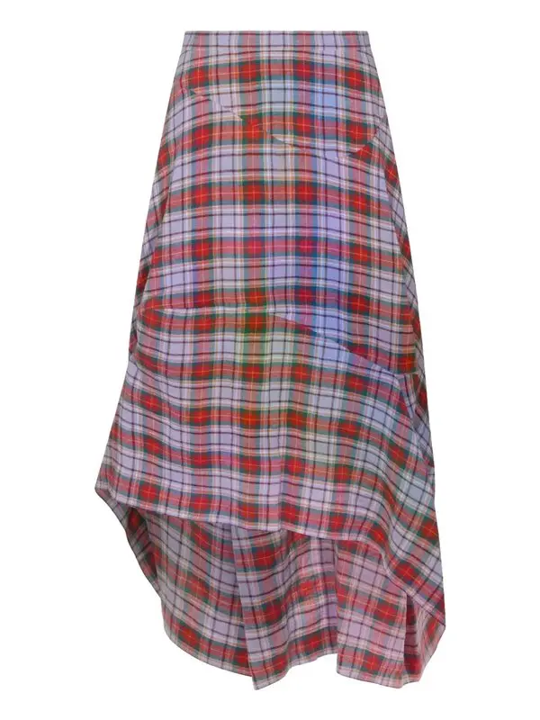 VIVIENNE WESTWOOD Tartan-pattern Asymmetric Skirt - Purple