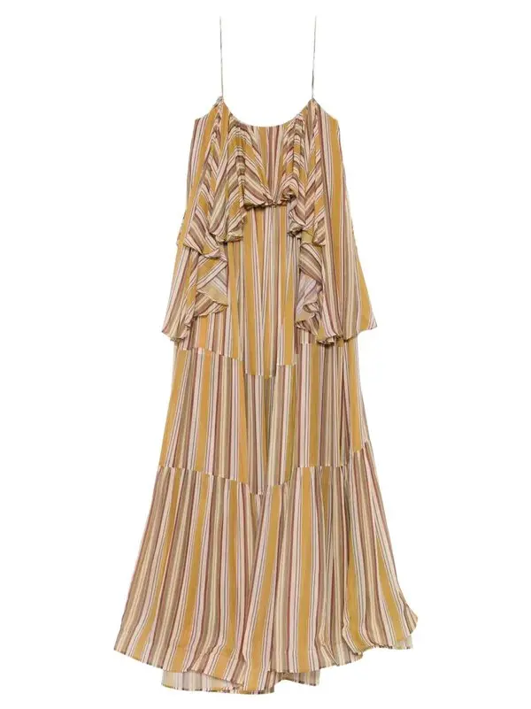Zimmermann Rebellion Ruffled Striped Maxi Dress - Yellow