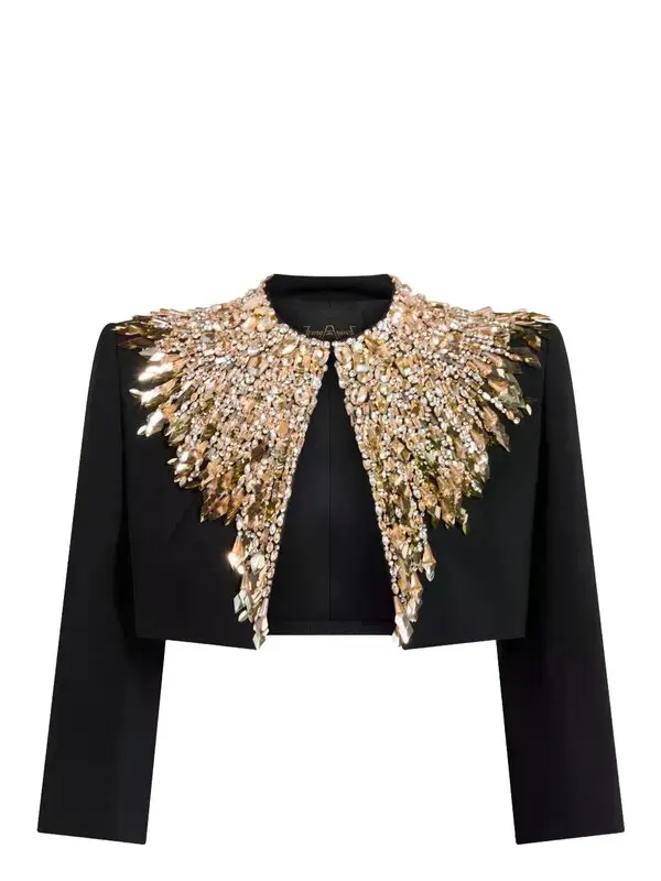 Jenny Packham Embellished Cropped Jacket - Black