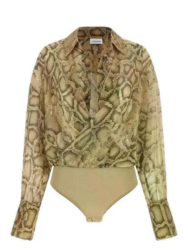 Andamane Paloma Python-print Bodysuit - Neutrals