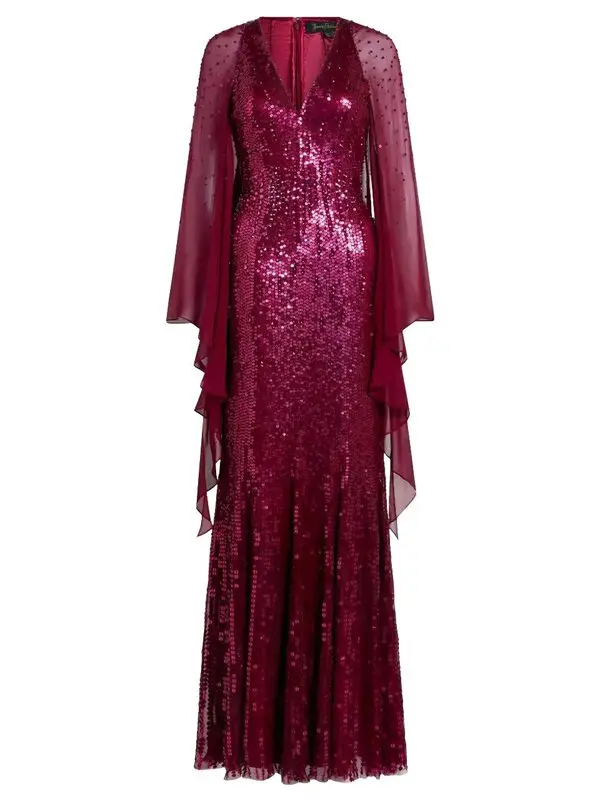 Jenny Packham Sequin Embellished Lyrical Gown - Purple