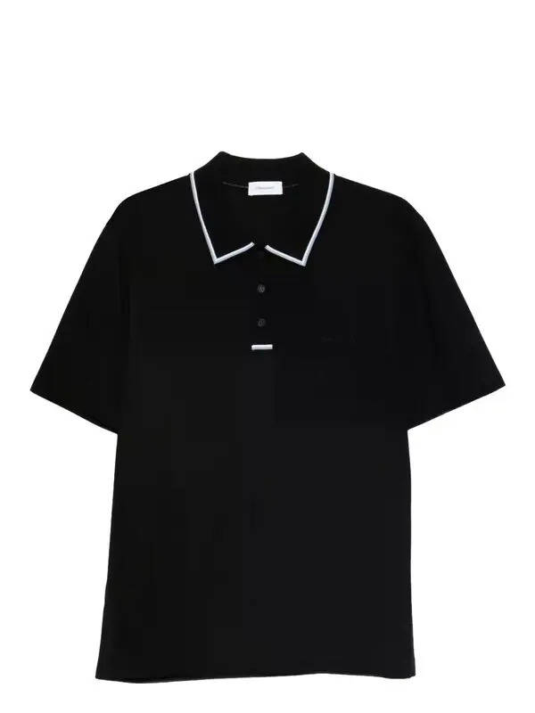 FERRAGAMO Stripe-detail Polo Shirt - Black