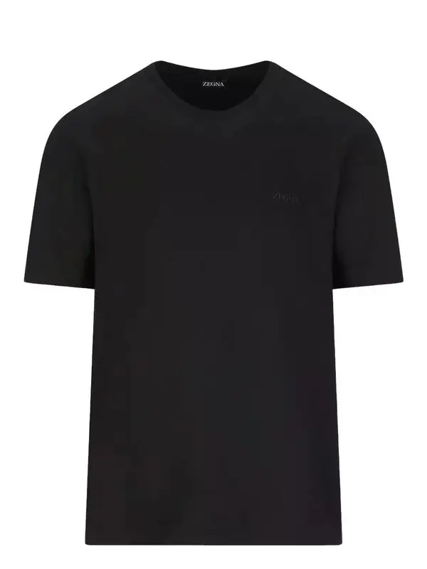 Zegna Logo-embroidered T-shirt - Black