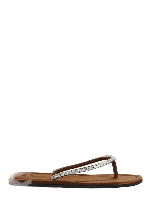 GIUSEPPE ZANOTTI Thong Sandals With Rhinestones - Brown