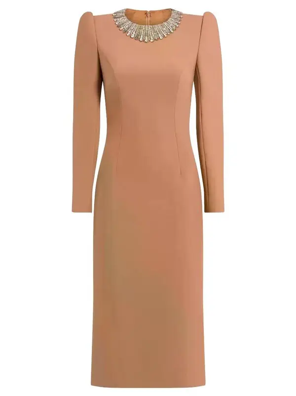 Jenny Packham Cora Collar-embellished Midi Dress - Neutrals