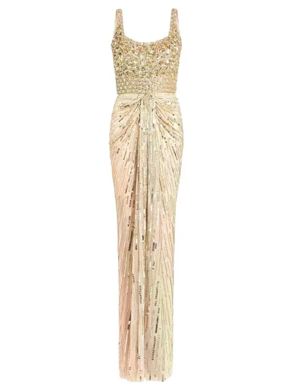Jenny Packham Embellished Draped Elixir Dress - Neutrals