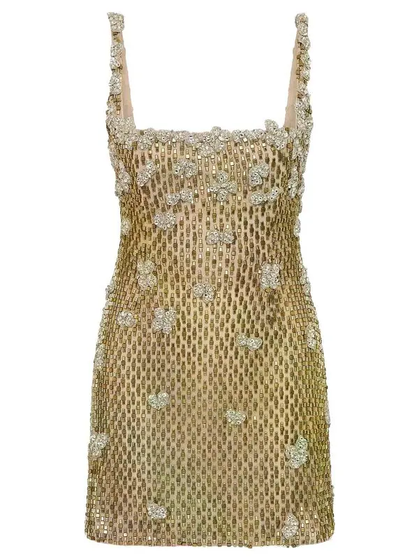Rachel Gilbert Solana Beaded Mini Cocktail Dress - Yellow