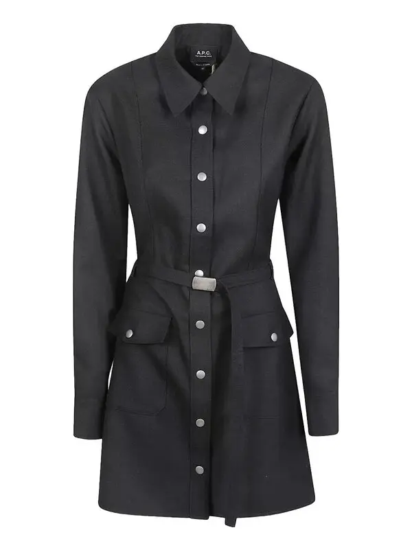 A.p.c. Button-fastening Belted Coat - Black
