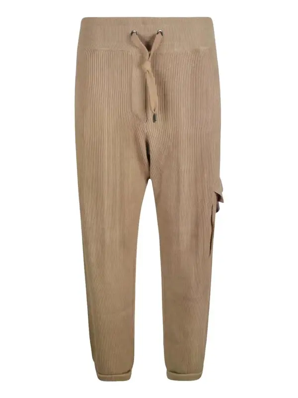 Brunello Cucinelli Ribbed Knit Track Pants - Brown