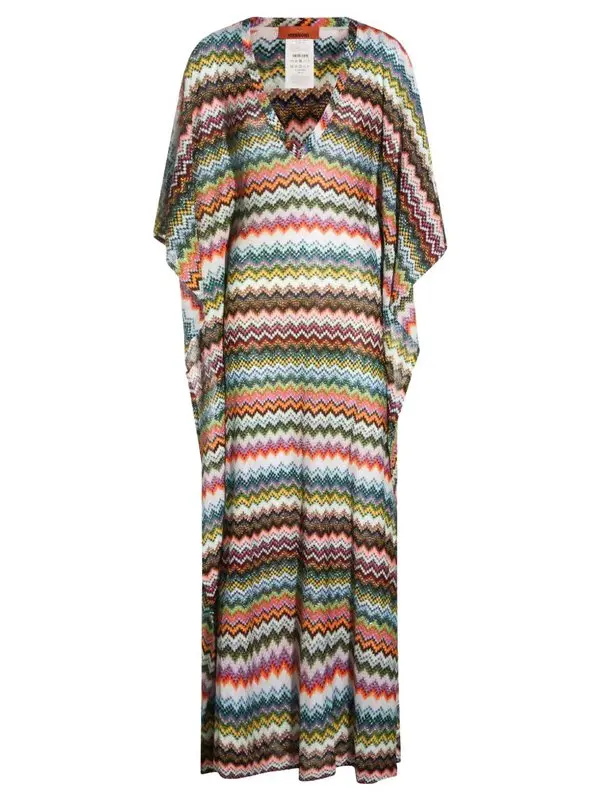 Missoni V-neck Zigzag Maxi Dress - White