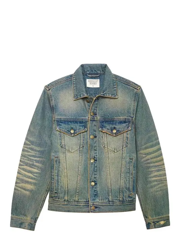 MIDNIGHT RODEO Distressed Denim Jacket - Blue