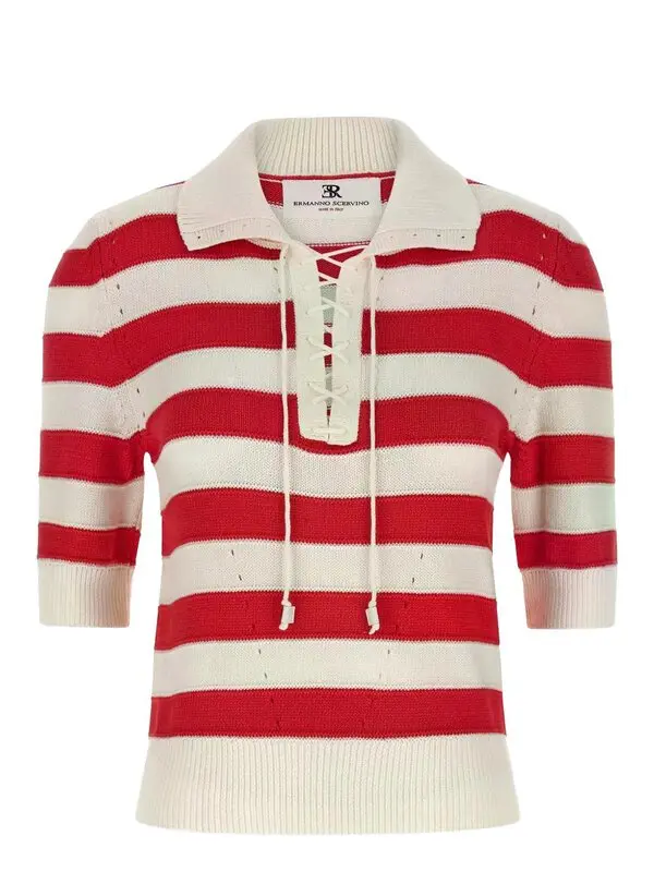 Ermanno Scervino Striped Polo Shirt - Red