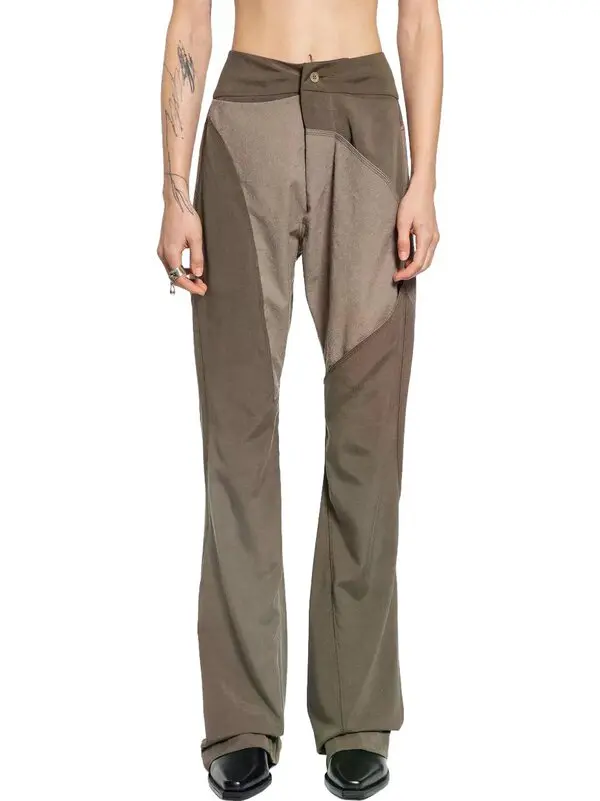 YEHUAFAN Paneled Trousers - Green