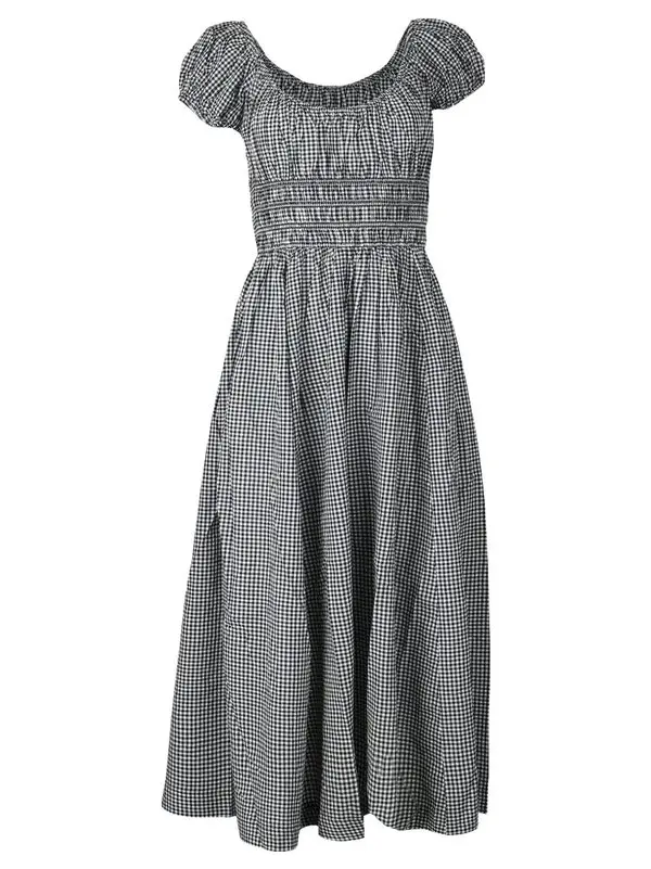 DÔEN Quinley Gingham-pattern Midi Dress - Blue
