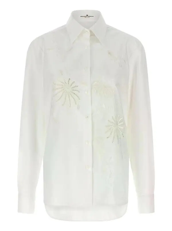 Ermanno Scervino Floral Embroidered Shirt - White