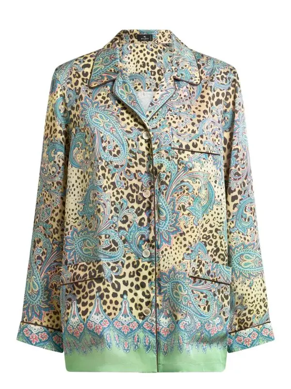 Etro Paisley Animal-print Twill Shirt - Blue