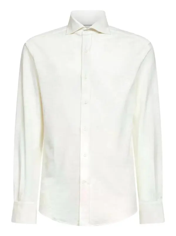 Brunello Cucinelli Mother-of-pearl Button Long-sleeve Shirt - Neutrals