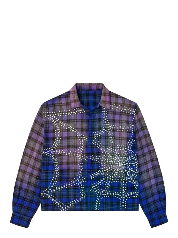 VALE Inferno Flannel Embellished Shirt - Blue