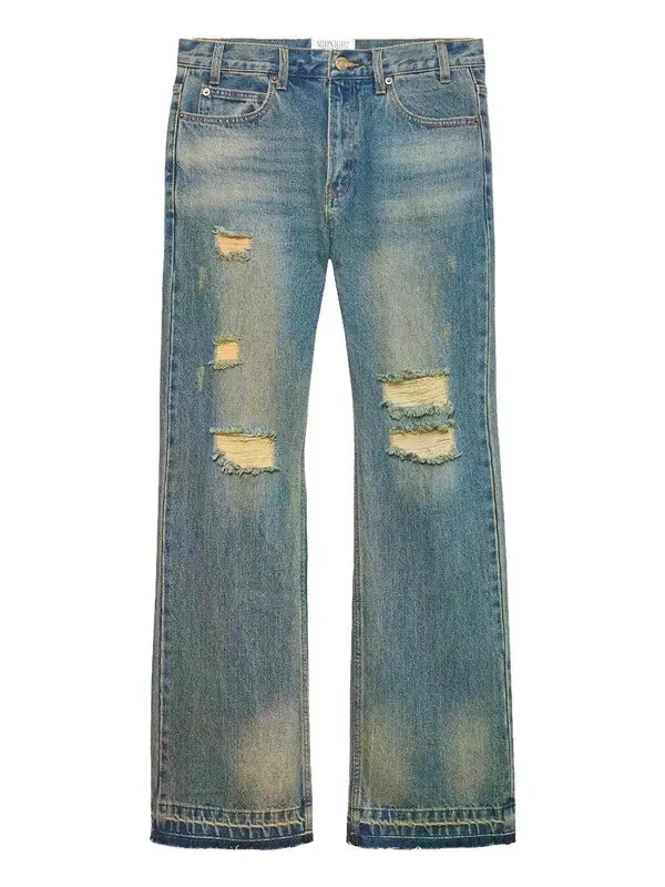 MIDNIGHT RODEO Distressed Straight Leg Jeans - Blue