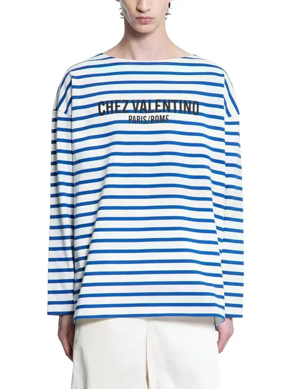 Valentino Garavani Striped-pattern Long-sleeve T-shirt - White