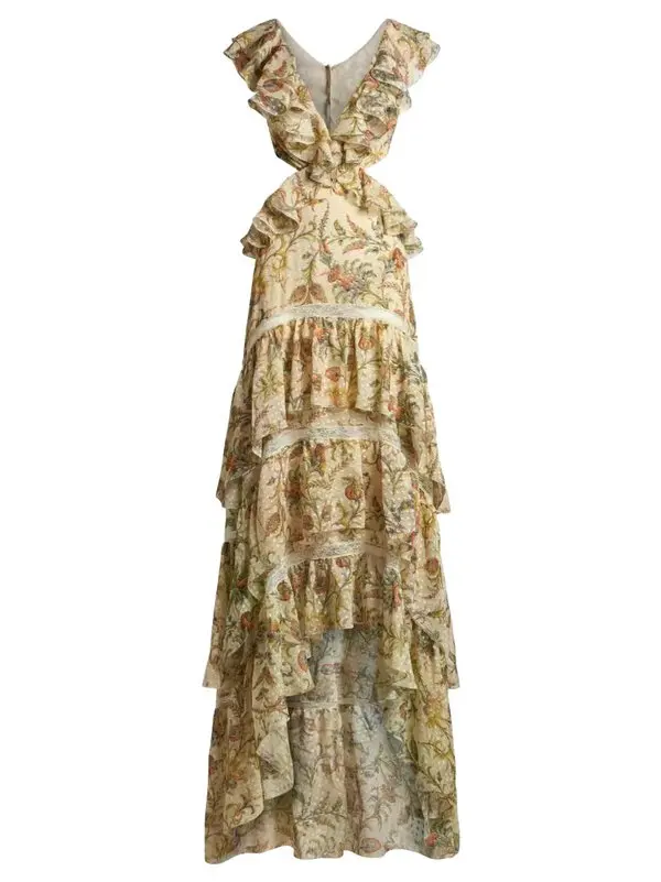 Etro Floral-print Ruffled Dress - Yellow
