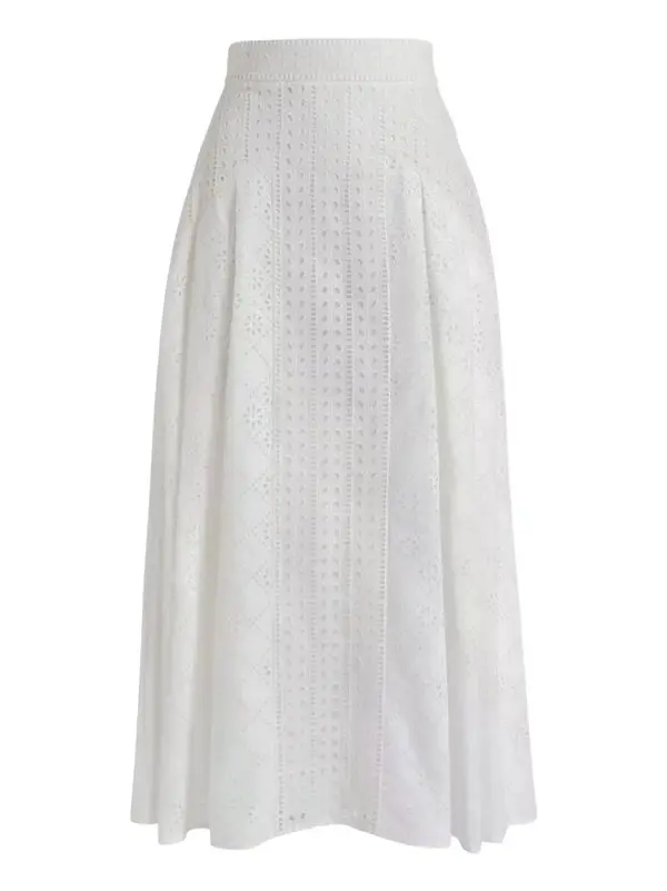 Alberta Ferretti Eyelet A-line Midi Skirt - White