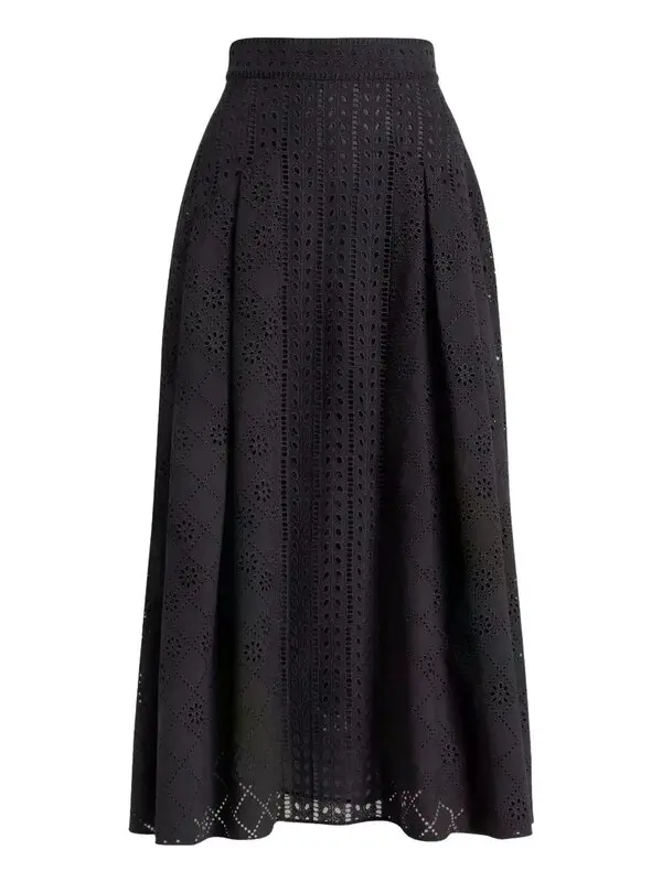 Alberta Ferretti Eyelet Midi Skirt - Black